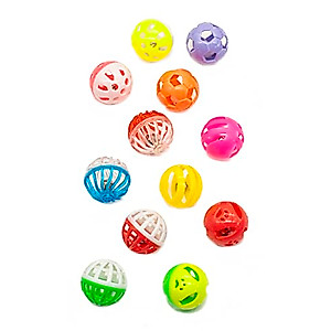 Fashion's Talk 12PCS Value Pack Plastic Ball Cat Toys Lattice Balls with Bell Jingle Kitten Toy,Gift Box 1.5" 6 Styles