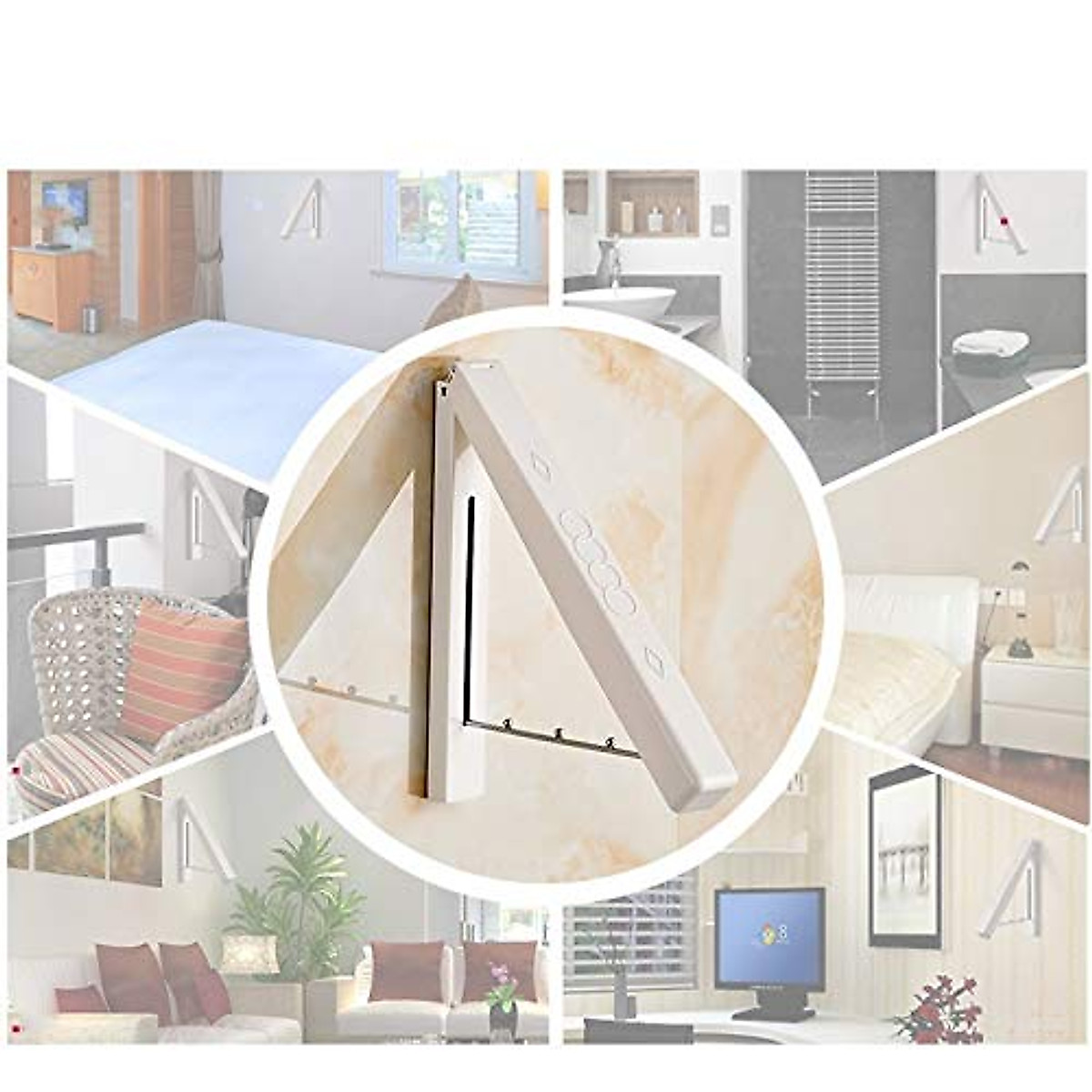 Embome Retractable Clothes Rack- Wall Mounted Clothes Rack for Laundry Room Closet Storage Organization- Clothes Drying Rack Wall Mount- Wall Mounted Drying Rack, Easy Installation, 1 Rack (White)