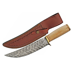 Bare Sycamore Damascus Steel Blade | Wood Handle 12.50 inch Hunting Knife