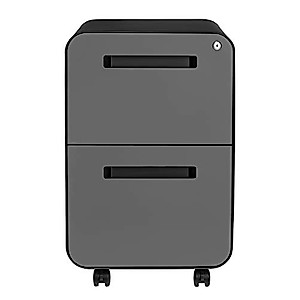 Laura Davidson Furniture Stockpile 2-Drawer Modern Mobile File Cabinet, Commercial-Grade (Black/Grey)