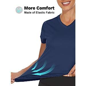 TACVASEN Workout Shirts for Women Athletic Shirts UV Protection Shirts Hiking T-Shirt Dry Fit Shirts Womens Sun Shirts Navy