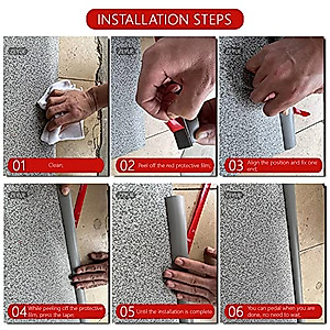 DAILISEN 6.56ft Vinyl Self Adhesive Overlap Threshold Reducer,Flooring Tile Laminate Border Transition Strip,Flat Carpet Rug Edging Strips, Fluted Saddle,Flexible Molding Trim,Stair Edging