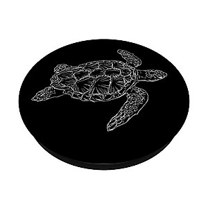 White Turtle on Black Background PopSockets PopGrip: Swappable Grip for Phones & Tablets