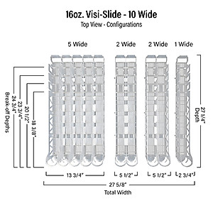 Visi-Slide 14/16oz Soda Beverage Dispenser - Gravity Fed Glide for Angled Shelves for Coolers, Commercial Refrigerators, Cold Vaults (Pack of 2)Drink Dispenser and Organizer for Cans, Bottles and More