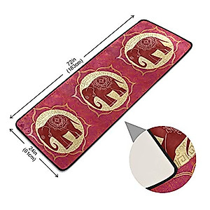 Indian Elephant with Mandalas Kitchen Rugs Non-Slip Soft Doormats Bath Carpet Floor Runner Area Rugs for Home Dining Living Room Bedroom 72" X 24"
