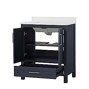 Ove Decors Kansas 30 in. Single Sink Bathroom Cultured Marble Countertop Vanity, 30 inches, in Midnight Blue
