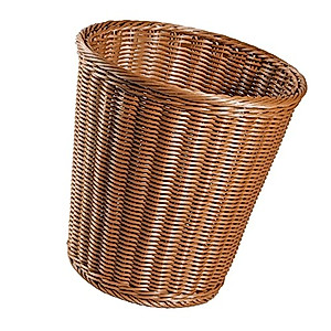 VICASKY 1pc Living Household Open Vintage Decorative Powder Garbage Coffee Wicker Baskets Home Office Farmhouse Hand-Woven Rooms Desktop Lid Essentials Wastebasket Bamboo Woven Style
