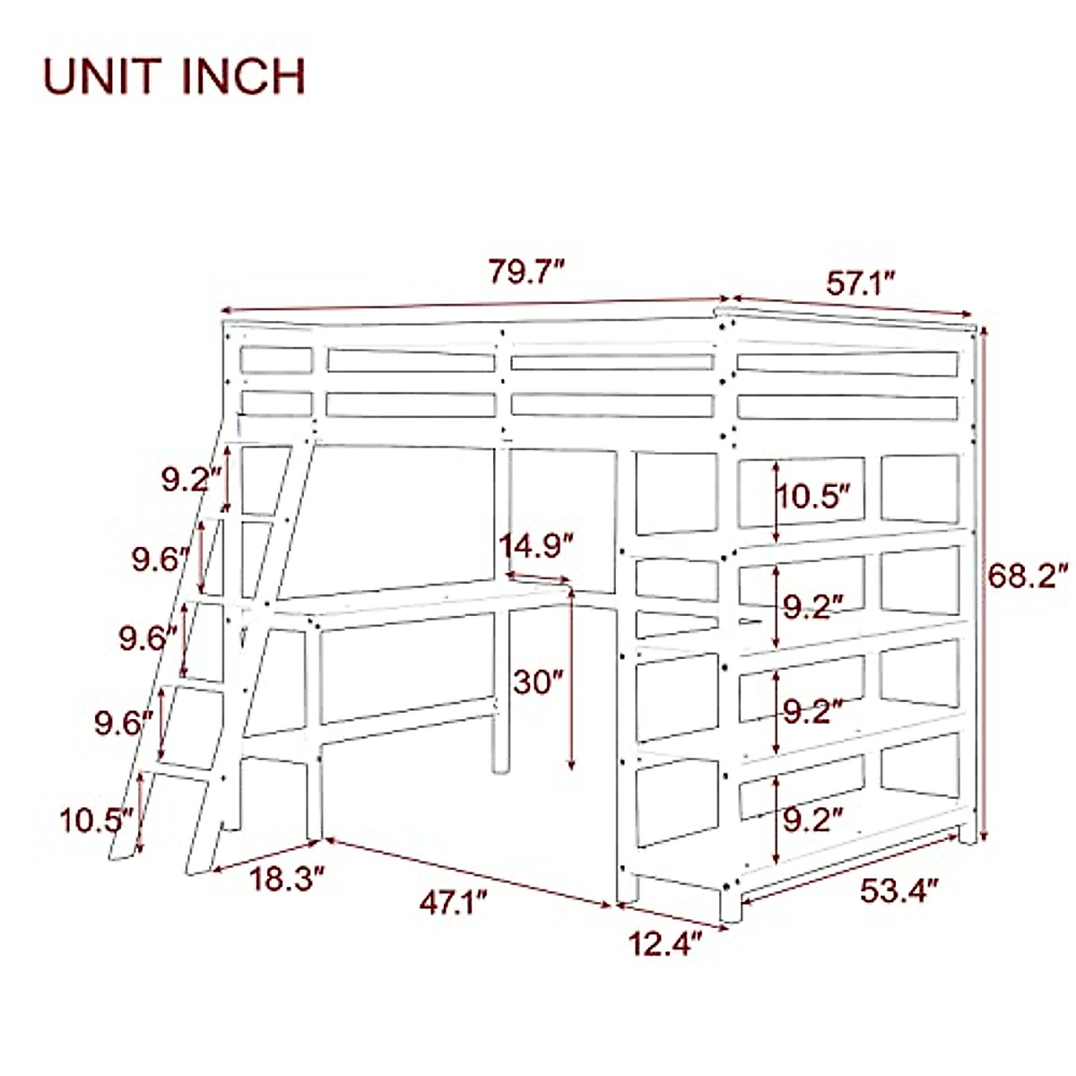Harper & Bright Designs Full Size Loft Bed with Desk Underneath Full Loft Bed with Shelves and Ladder, Wood Loft Bed Full for Kids Girls Boys,White