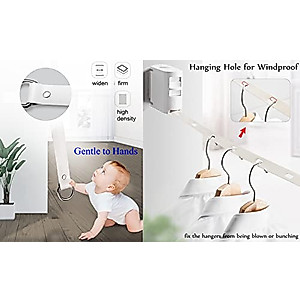 ABHILWY Retractable Clothesline Clothes Line Retracting Outdoor/Indoor, Heavy Duty Adjustable Drying Rope Wire Dryer Widened Belt, Self Adhesive Wall Mount Case with 29 Windproof Hanging Holes White