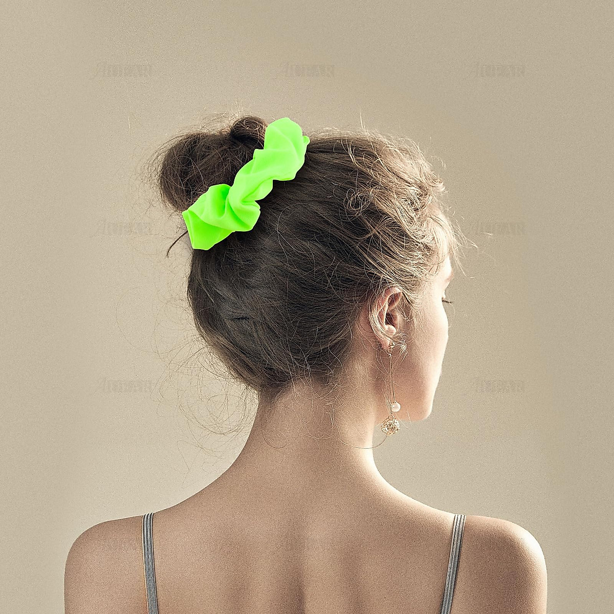 AUEAR, 8 Pack Neon Scrunchies, 80s Hair Accessories Bright Colors Scrunchy Premium Elastic ties Ponytail Bands for Women 90s Party Outfits Workout Costumes