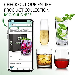 Bravario Unbreakable Plastic Drinking Glasses 11 oz | Dishwasher Safe Shatterproof 100% Tritan Water Tumblers | BPA Free Reusable Outdoor Highball Drinkware | Set of 4