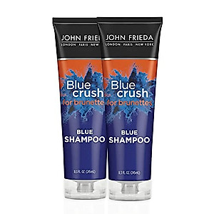 John Frieda Blue Crush Blue Shampoo for Brunettes, Crush Brassy Hair Tones for Brunettes, 8.3 oz (2 Pack)