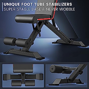 PASYOU Adjustable Weight Bench Press (9x4x3 Positions), Foldable Workout Bench, 700 Pounds Load Flat Incline Decline Strength Training Benches, Sit Up Exercise Equipment