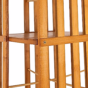 KenSyuInt 360° Rotating Bookshelf,6-Tier Corner Bamboo Book Shelf,Storage Display Stand Upright Bookshelf Organization,for Living Room,Balcony,Office, Sitting Room,Corridor (Brown)