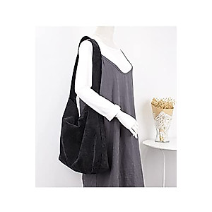 Danling&Unique Women/Girls Corduroy Large Capacity Tote Bag Shoulder Bag Fashion Hobo Bag Casual Shopping Bag Handbag black