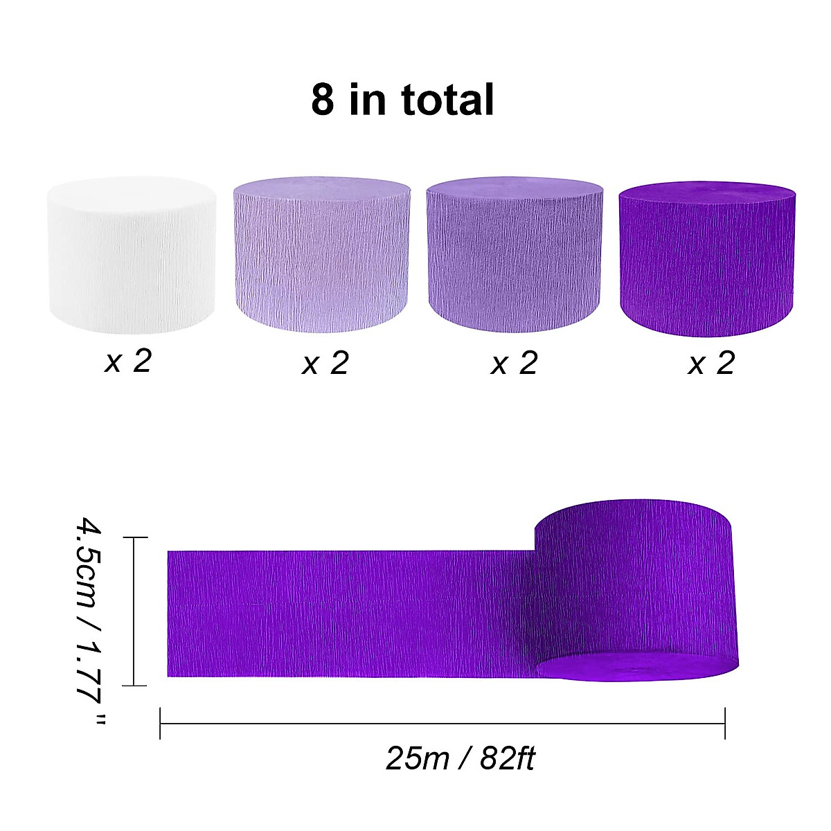 YSSAI Purple Party Decorations Purple Crepe Paper Streamers 8 Rolls 656 ft Tassels Streamer Garland Hanging Backdrops Decorations for Birthday Wedding Bridal Baby Shower Lilac Theme Party Decoration