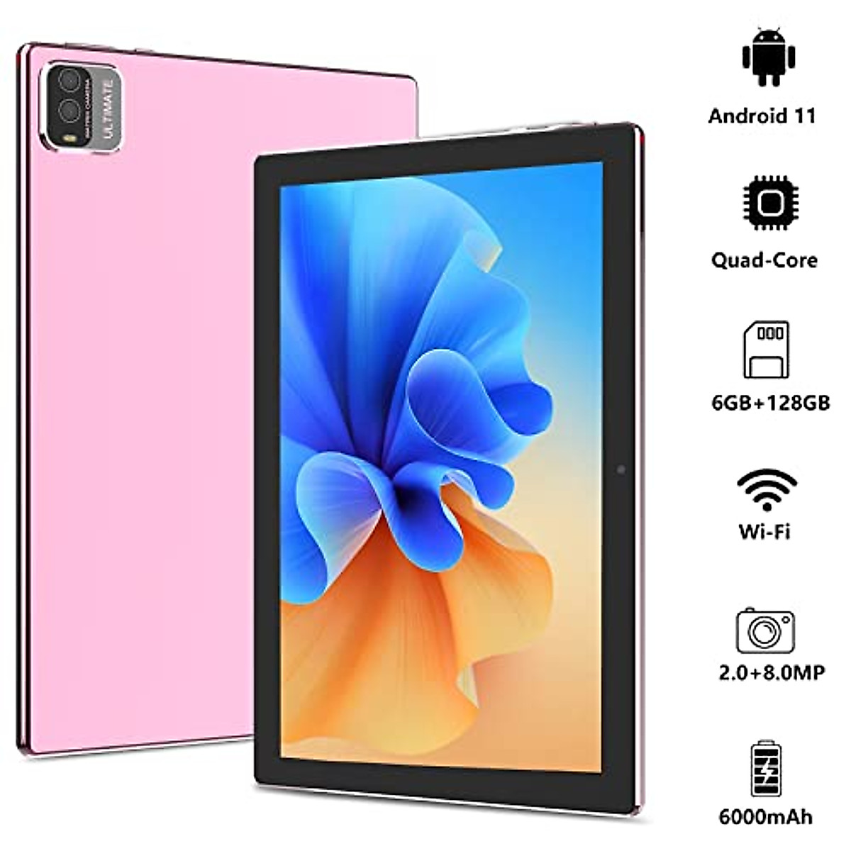 2 in 1 Tablet with Keyboard, 10 inch Android 11 Tablet, 6GB RAM+128GB ROM+1TB Expandable Tablet, 1.8GHz Quad-core Processor, 5G WiFi 6 BT 5.0 Tablets with Mouse| Case| Stylus, 1280*800 IPS Touchscreen