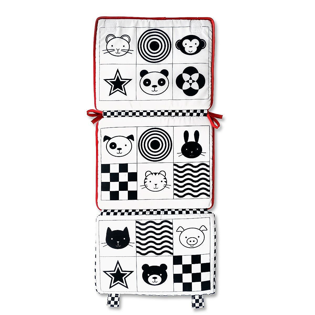 Genius Baby Toys Tummy Time Mirror for Babies 0-6 Months - Double-Sided with High Contrast Images - Baby Floor Mirror Can Be Used in Crib - No Hard Edges - Black White and Red