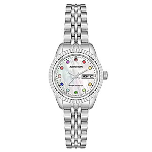 Armitron Women's Day/Date Crystal Accented Dial Metal Bracelet Watch, 75/2475