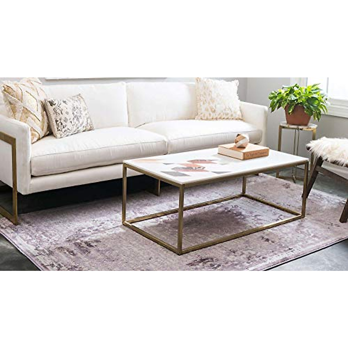 Unique Loom Aberdeen Collection Traditional Vintage Inspired Tone Textured Area Rug, 9 ft x 12 ft, Violet/Ivory