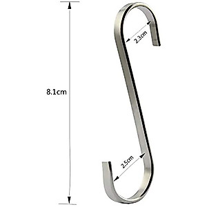 Lemonfilter 10 Pack S Shaped Hooks Stainless Steel S Hanging Hooks Heavy-Duty Hangers for Kitchen Bedroom and Office