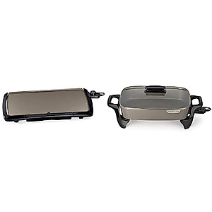 Presto 07055 Cool-Touch Electric Ceramic Griddle, 20", Black & Electric Skillet, 16", Grey Ceramic
