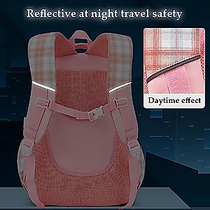 LIK EPOCH Pink Backpack Kawaii Backpack with Cute Pin Accessories Plush Pendant,16 Inch Aesthetic Personalized Breathable Backpack with Reflective Design