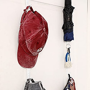 2 Pieces Adjustable Door Cap Rack Closet Hanging Cap Organizer Hanging Cap Keeper Baseball Cap Holder Hanging Cap Hook Organizer Hat Display Rack with Hooks Door Hat Storage Hanger (White)