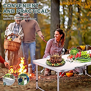 Queekay 6ft Folding Camping Table, Portable Aluminum Folding Table Lightweight Tri Fold Outdoor Table with 3 Adjustable Heights Legs for Picnic, Party, Beach, BBQ, 71 x 24 Inch (1)