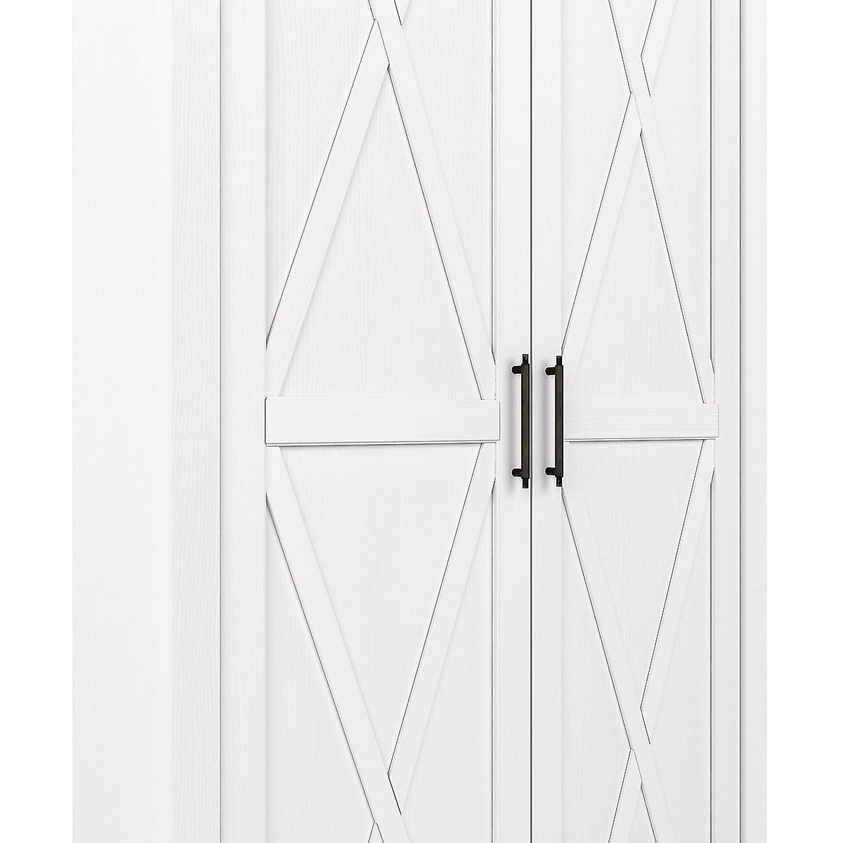 Bush Furniture Key West Tall Storage Cabinet with Doors in Pure White Oak