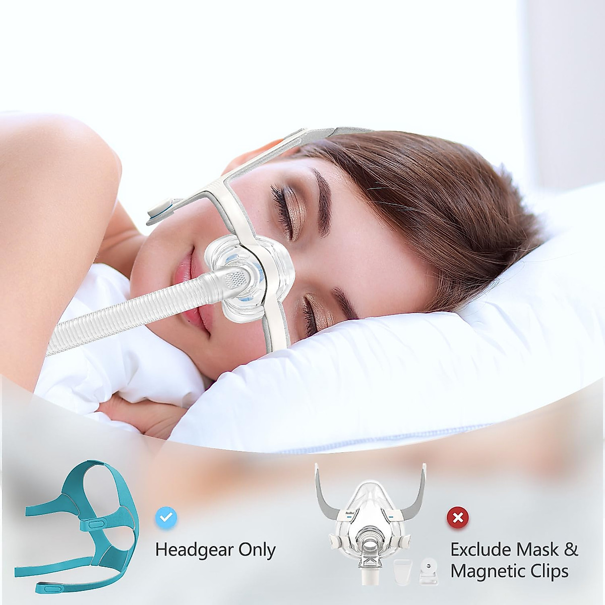 CPAP Headgear Strap for AirFit N20 / AirTouch N20, Comfortable Unisex CPAP Cpap Mask Strap, Adjustable Cpap Replacement Headgear Home Ventilator Mask Headband (Headgear ONLY, Small Medium Size)