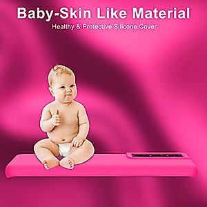 DEENAKIN for Samsung Galaxy S21 Ultra Case Silicone,Silky Smooth Flexible Gel Rubber Bumper Cover with Soft Microfiber Lining Slim Fit Protective Phone Case for Samsung Galaxy S21 Ultra Hot Pink