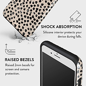 BURGA Phone Case Compatible with iPhone 7 Plus / 8 Plus - Hybrid 2-Layer Hard Shell + Silicone Protective Case -Black Polka Dots Pattern Nude Almond Latte - Scratch-Resistant Shockproof Cover