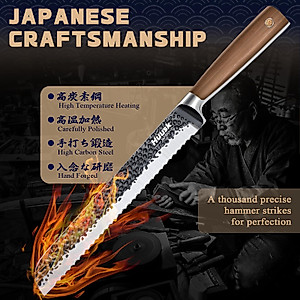 Huusk Bread Knife 8 Inch,Serrated Bread Knife for Homemade Bread Sourdough,Japanese Bread Cutting Knife with Wavy Edge for Efficient Slicing,Serrated Knife with Gift Box for Mom Dad