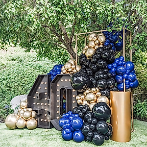 Black Blue Balloon Arch Kit, Black Blue Balloon Garland with Black Blue and Gold Latex Balloons, Black Blue Gold Balloon Arch Garland for Birthday, Baby Shower, Wedding, Anniversary Party Decorations