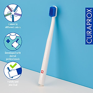 Curaprox CS 5460 Extra-Soft Toothbrushes for Adults, Sensitive-Gum-Safe Ultra-Fine Filaments and Compact, Slightly Angled Toothbrush Head for Improved Tooth and Gum Health, Pack of 2