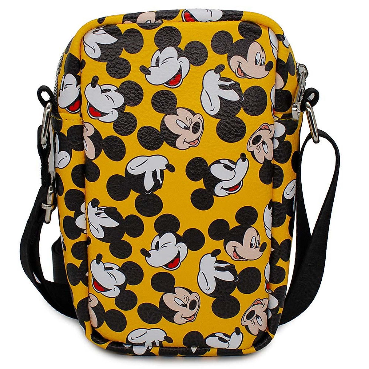 Buckle Down Disney Bag, Cross Body, Mickey Mouse Through The Years Expressions Scattered, Yellow, Vegan Leather