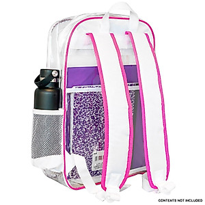 Meister All-Access Clear Backpack - Meets School & Event Security Bag Requirements - Pink / White