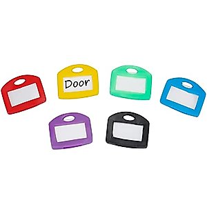 Uniclife 1 Inch Key Cap Tags in 6 Assorted Colors Key Identifier Covers with Blank Paper Labels for Standard Flat House Keys (Not Suitable for Odd-Shaped Keys), 24 Pack