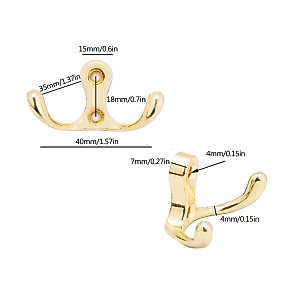 Ulifestar Coat Hook Coat Rack,Double Prong Metal Towel Hook Wall Hook for Hanging Clothes,Pants,Purse,Robe,Towel,Belt,Tie,Key,Mug,Cup,Wreath,Heavy Duty Rustic Bathroom Hanging Hooks,8Pcs (Gold)