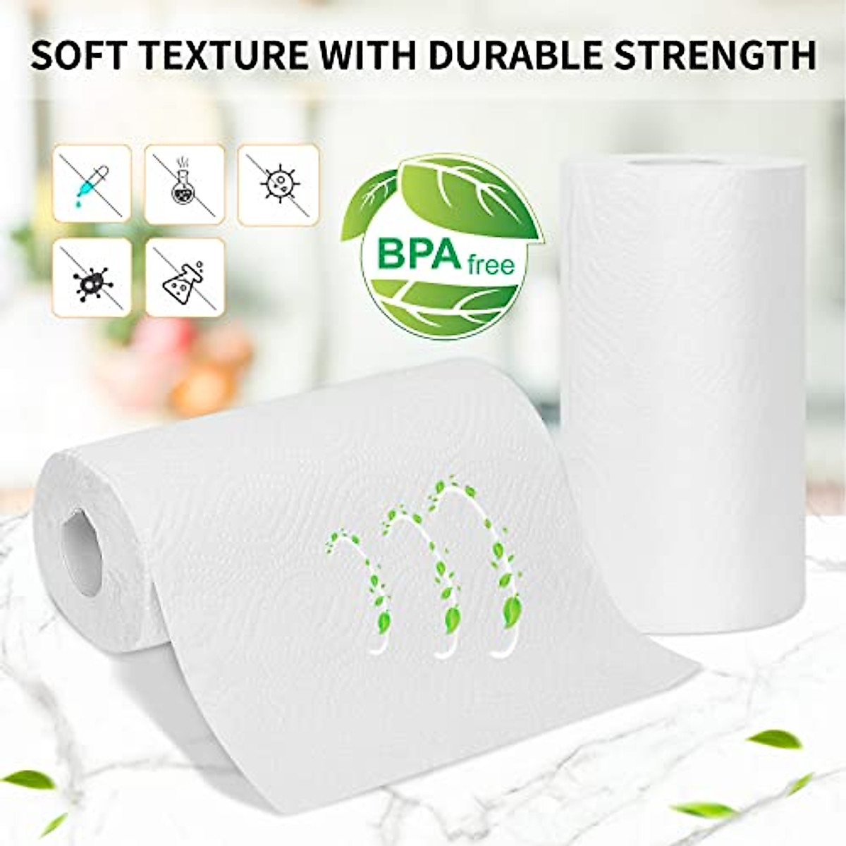 Colorlife Paper Towels, Premium 2-Ply White Paper Towels, 6 Rolls, 70 Sheets Per Roll, 420 Towels for Kitchen Use