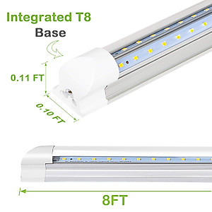 hykolity 6 Pack 8FT LED Shop Light Fixture, 80W Integrated LED Tube Light, 10000LM, 5000K Daylight, Linkable Shop Lights, 8 Foot T8 LED Tube Light for Garage,Warehouse, Workshop, Plug and Play, ETL