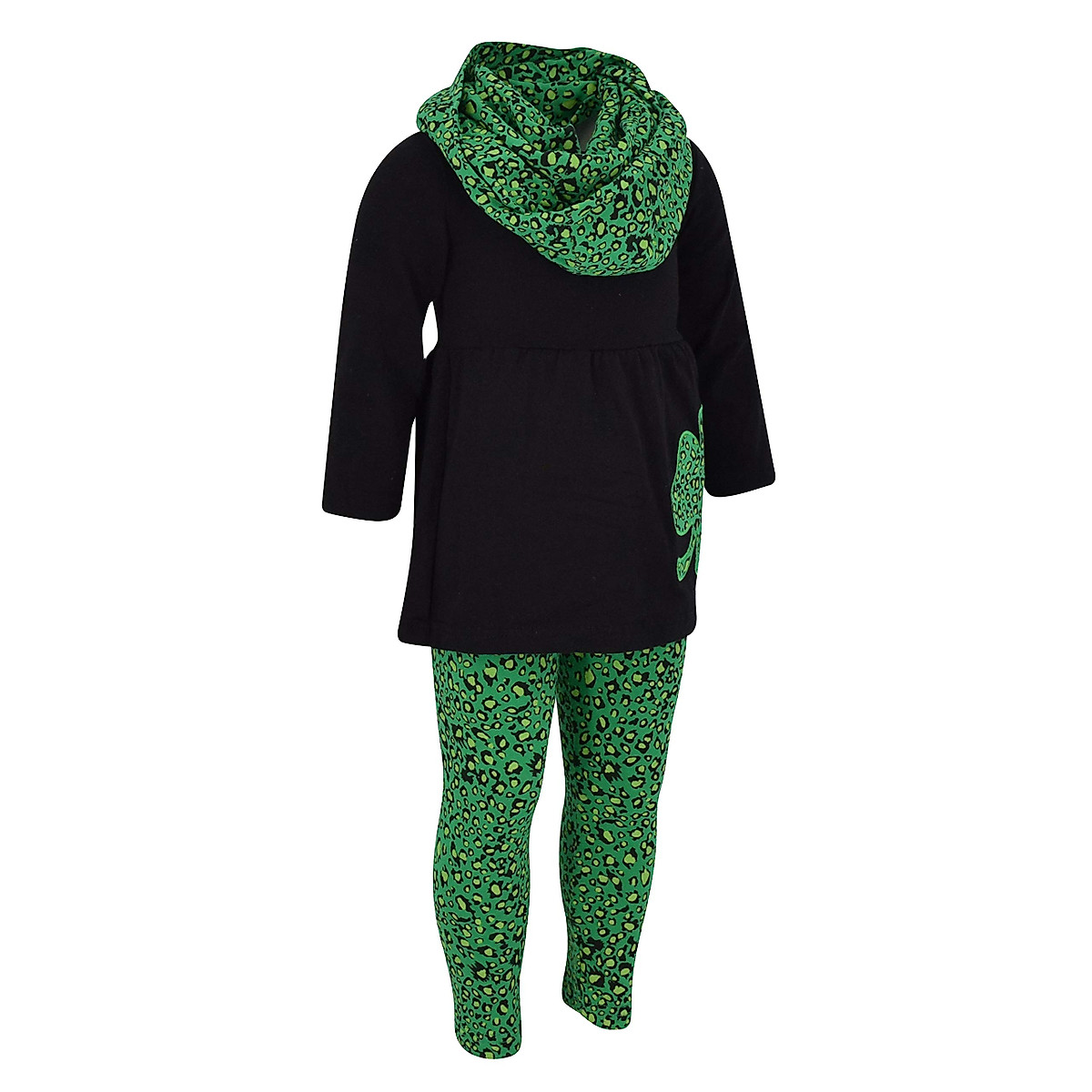 Unique Baby Toddler Big Girls St Patricks Day Speckled Clovers Outfit Shirt Pant Kids Legging Set Dress (7/XXL, Green)