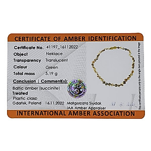 Genuine Amber Anklet From Baltic Sea Made with Polished Green & Shell Pearl 24 cm (9.4 Inches).