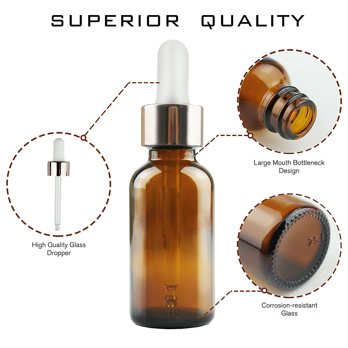 1 Oz Glass Dropper Bottles,24 pack Amber Glass Bottles with Eye Droppers,30ml Tincture Bottles, Leak Proof Travel Bottles for Liquids