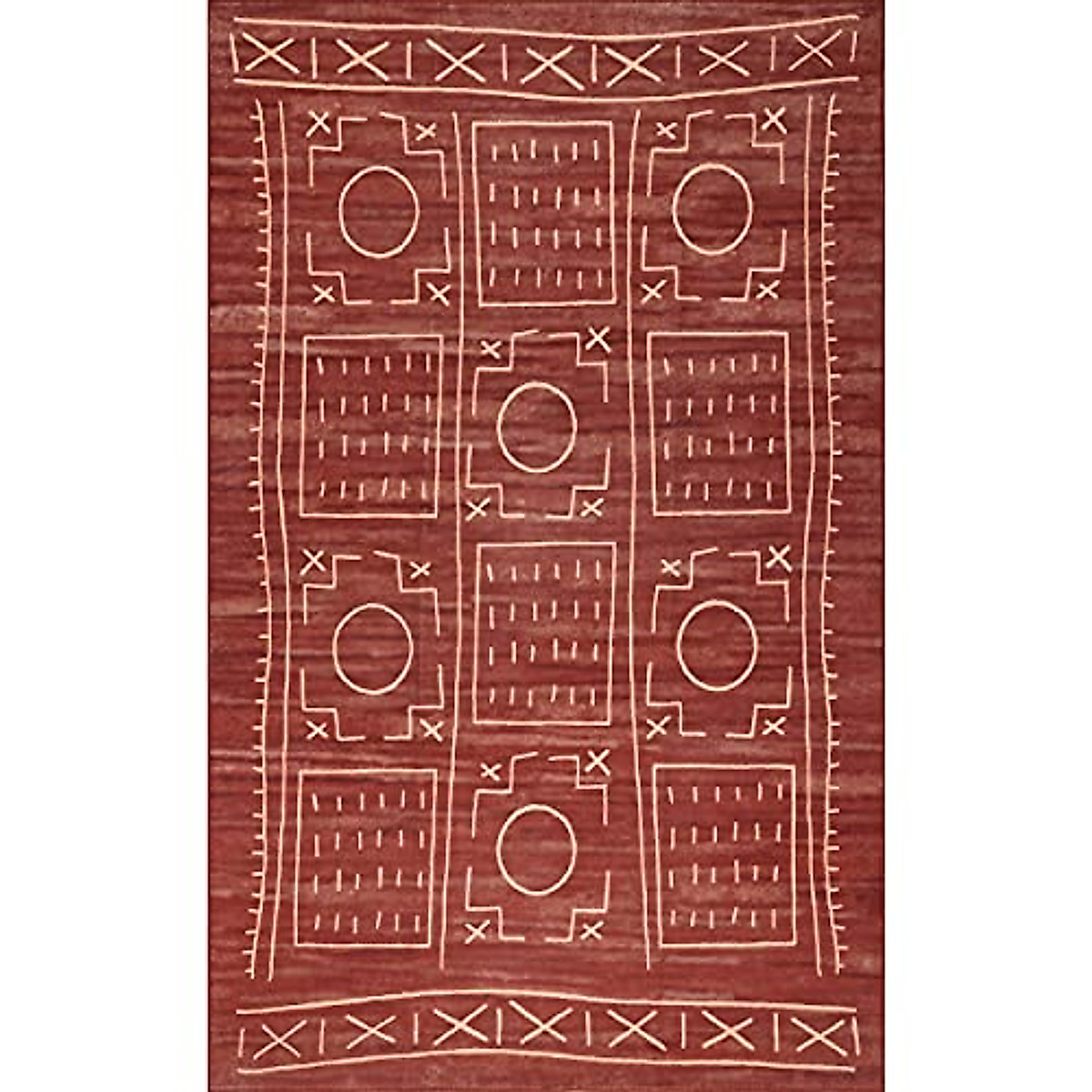 nuLOOM Fabiana Machine Washable Tribal Geometric Area Rug, 8' x 10', Rust