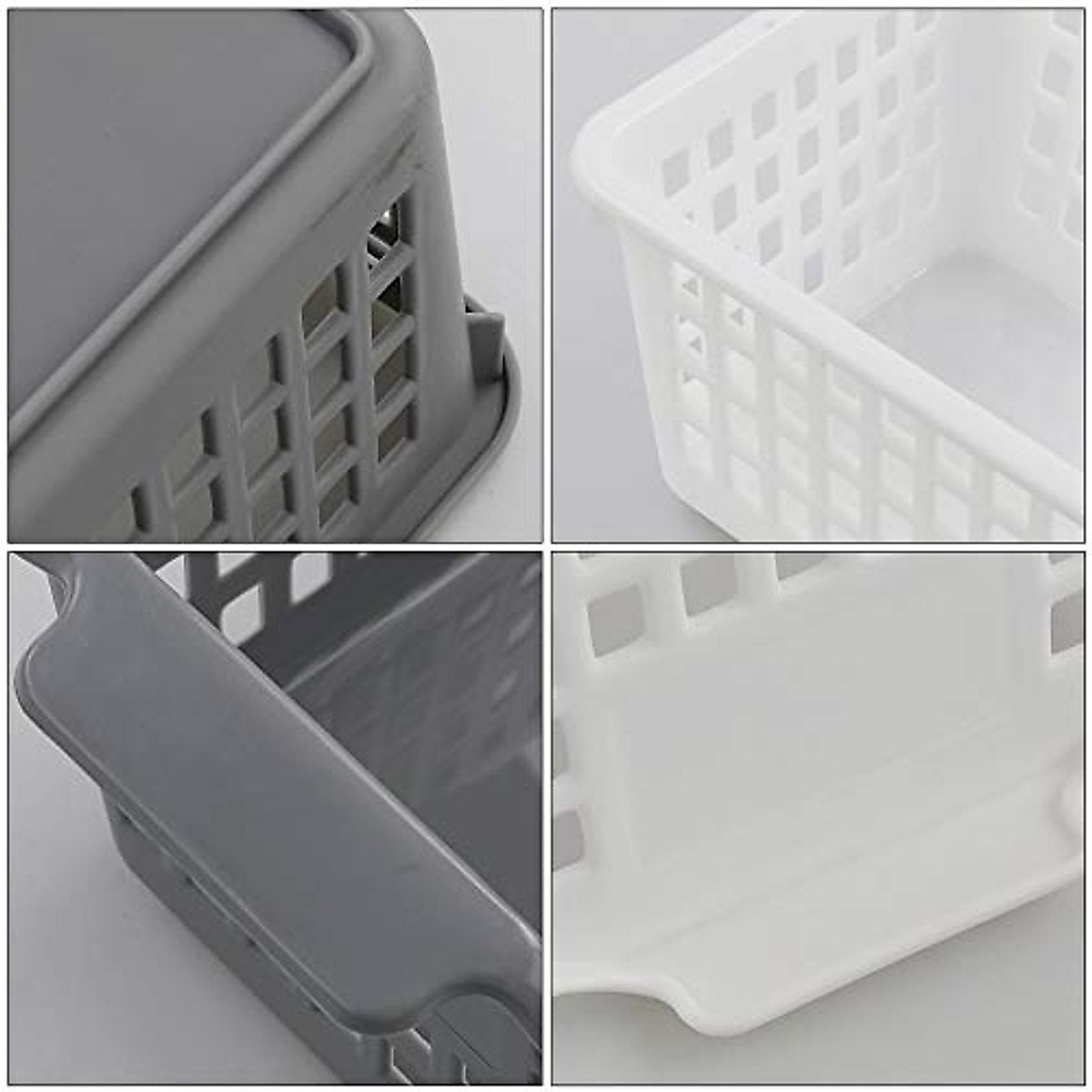 Vcansay Plastic Small Slim Rectangle Storage Baskets, 6 Packs