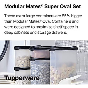 Tupperware Brand Modular Mates Super Oval Container Set - 5 Dry Food Storage Containers with Lids - Airtight, Dishwasher Safe & BPA Free