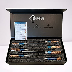 SENKEN 7-Piece Damascus Kitchen Knife Set - Tsunami Collection - 67-Layer Japanese VG10 Steel - Chef's Knife, Cleaver Knife, Bread Knife, Santoku Knife, Boning Knife, & More, Luxury Gift Box