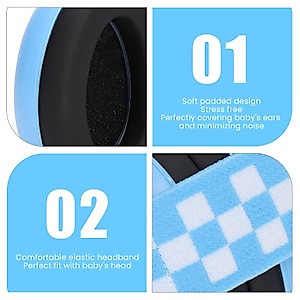 Drfeify Infant Ear Muffs, 2 colors, Baby sound blocking earmuffs, Noise Cancelling Soft Padded Design Baby Ear Protection Headphones with Elastic Headband(Blue)